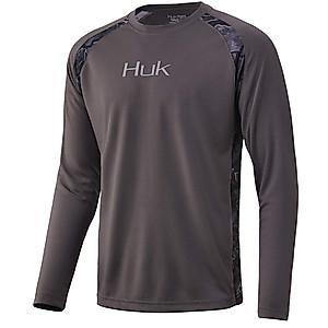 Huk Men's Strike Solid Long Sleeve Shirt | Long Sleeve Performance Fishing Shirt With +30 UPF Sun Protection & Water Repellent & Stain Resistant Material, Hannibal Bank, Small