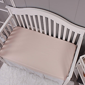 Belsden 3 Pack Soft Waterproof Crib Sheets, Wipeable Machine Washable Crib and Toddler Mattress Pad Cover, Fitted Microfiber Baby Sheets Set, 28’’x 52’’, Light Grey & Dark Grey & Apricot