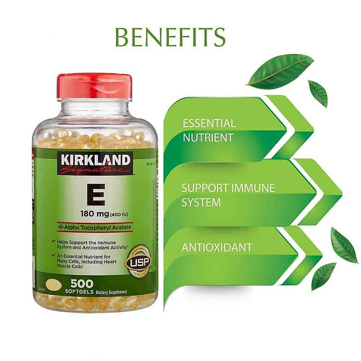 Kirkland Signature – Calcium Citrate, Magnesium and Zinc 500 Tablets + Vitamin E 400IU, 500 Softgels (Bundle of 2 Units Total)