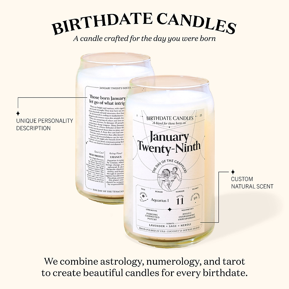 Birthdate Candles, October 30 - Scorpio Zodiac Scented Candles Birthday Gift - Bergamot, Cinnamon & Mahogany Scent - All-Natural Soy & Coconut Wax, 60-80 Hour Burn Time - Made in USA