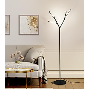 Q&S Led Floor Lamp,Black Modern Industrial Contemporary Corner Floor Lamp Tall Tree Bright Reading Standing Lighting for Bedroom Living Room Office