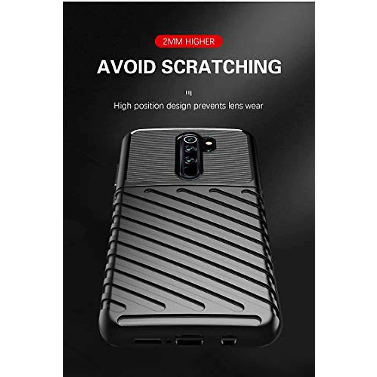 DFTCVBN Phone Case for Redmi Note 8 Pro Case, M1906G7I Case with Screen Protector, Military Grade Shockproof Rugged Shield Anti-Scratch Soft TPU Back Cover Cases for Xiaomi Redmi Note 8 Pro Black