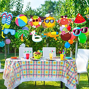 Summer Pool Hanging Banner Party Decorations Supplies Beach Luau Hawaii Holiday Door Porch Sign Cutouts Cool Summer Garden Hanging Banner for Boys and Girls Birthday Party Supplies Wall Door Party