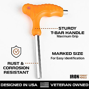 Iron Forge Tools 20 Piece T Handle Allen Wrench Set - SAE & Metric Hex Key Set with Stand U.S. Veteran Owned Brand