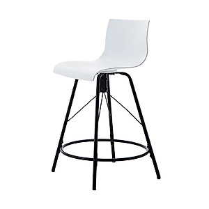 annjoe Swivel Bar Stools Metal Counter Height Stools Plastic Seat Chairs Set of 4 for Indoor Outdoor Home Kitchen Business (30" White)