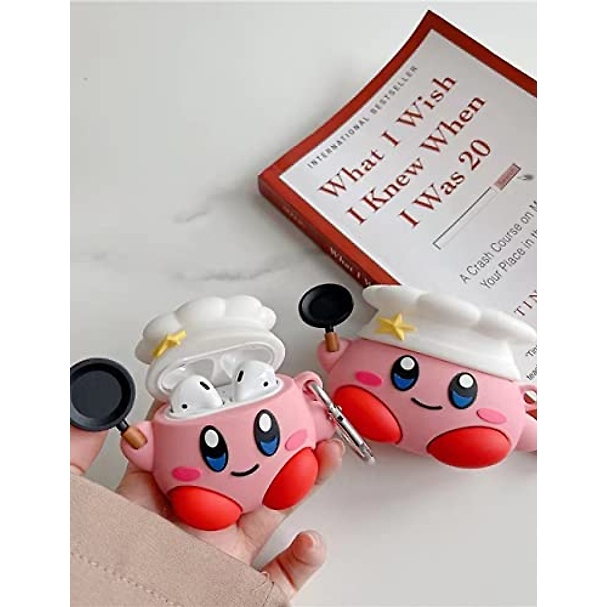 Funny Case Compatible with New Apple AirPods (3rd Generation) Anime Cool Kawaii Food Cover Silicone Shell Anti-Fall Cases for New Apple AirPods 2021 with The Carabiner for Men Women Pink Monster