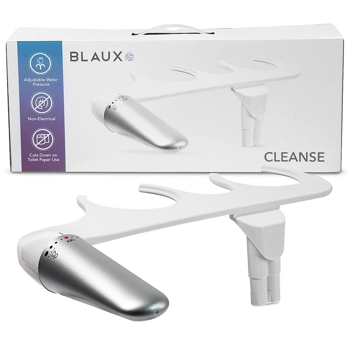 BLAUX Cleanse Bidet Attachment - Non Electric Bidet Attachment for Toilet | Adjustable Bathroom Bidet with 4 Pressure Options | Front and Rear Toilet Bidet Attachment | ABS Plastic Toilet Washer
