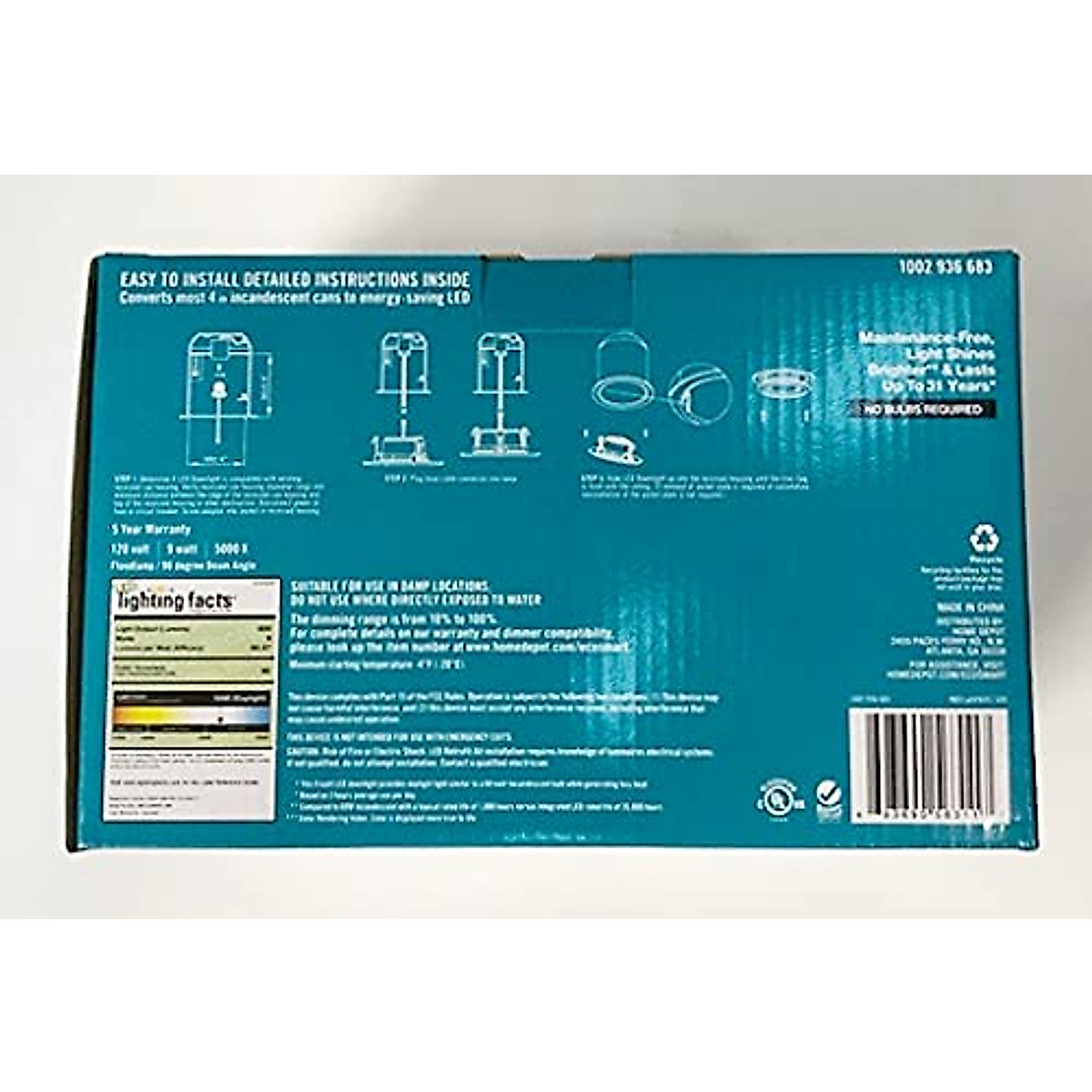 LootHive 4-INCH White Integrated LED Recessed Trim, Daylight (4-Pack)