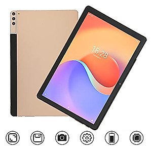 Naroote Call Tablet, 10 Inch Golden Tablet 5G WiFi Octa Core Processor 100-240V for Learning for Android 11.0 (US Plug)