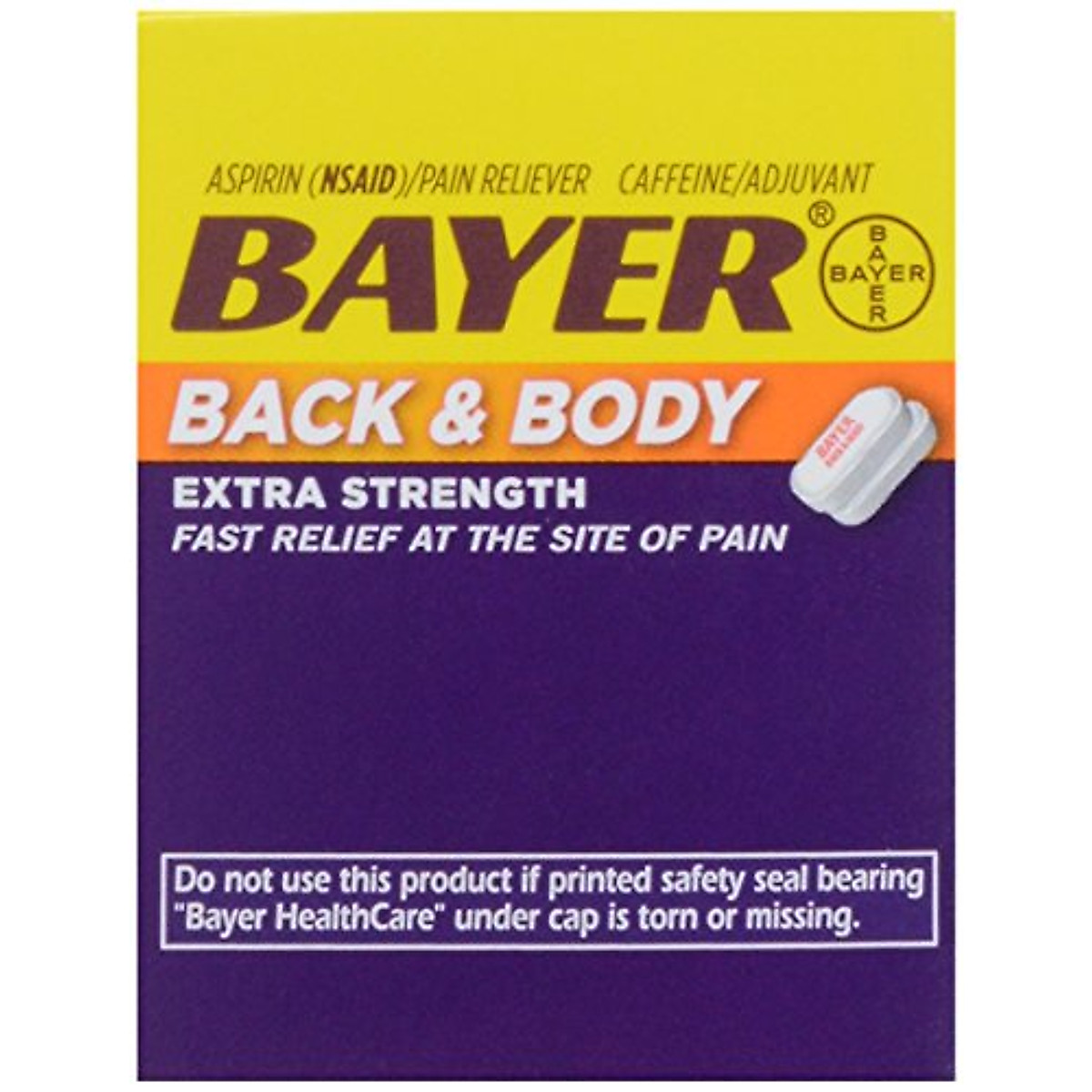 Bayer Extra Strength Caplets, Extra Strength Back & Body Pain Aspirin, 50 ct