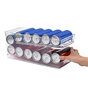 XISAOK Refrigerator Organizer Bins Soda Can Dispenser Clear Plastic Canned Drink Holder Storage for Fridge Kitchen Cabinets