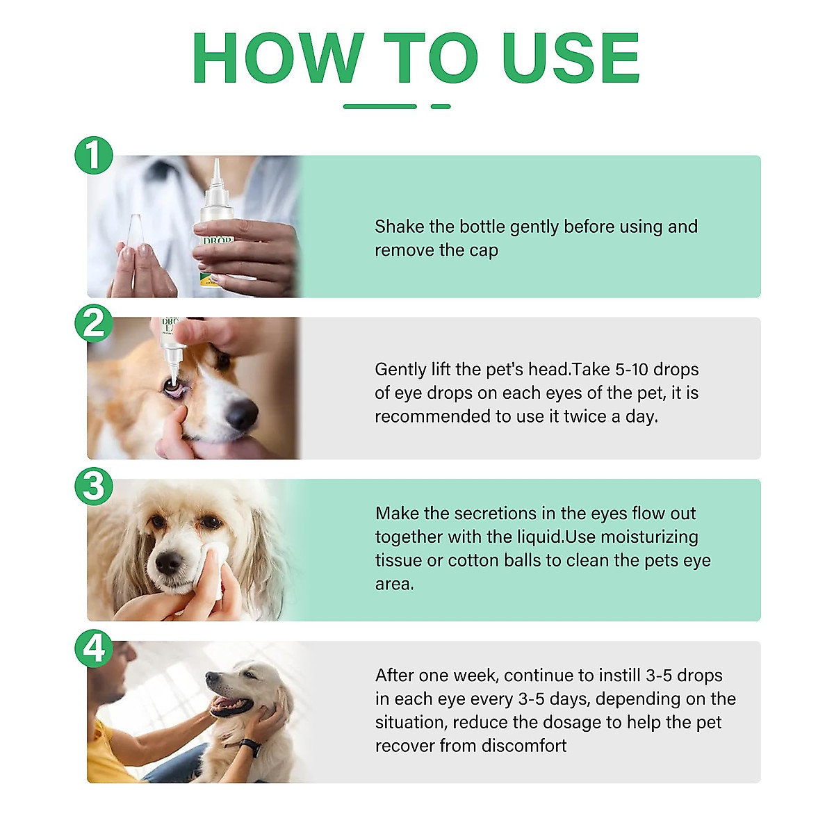 JUSTSWAG Dog Eye Drops, Effective Dog Eye Drops for Dogs, Infection Treatment- Relieve Pink Eyes and Allergy Symptoms, Improve Dryness