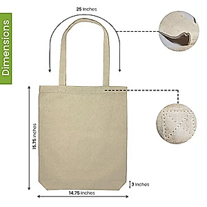 PALM NAKI 100% Cotton Tote Bag - Reusable Economical Cloth Bag, Lightweight Cotton Shopping Bag, Versatile Convenient Cotton Tote Bag (5 Pack)