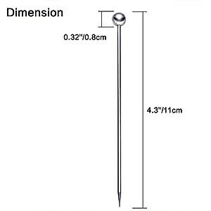 50 Pieces Stainless Steel Cocktail Picks Metal Martini Picks 4.3 inch