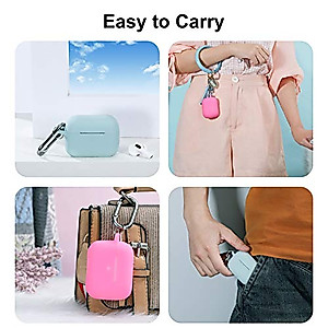 [2 Pack] SNBLK Designed for Airpods Pro Case Cover Silicone Protective Charging Case Skin with Keychain Compatible for Apple Airpods Pro 2019, (Front LED Visible) Pink/Mint Green