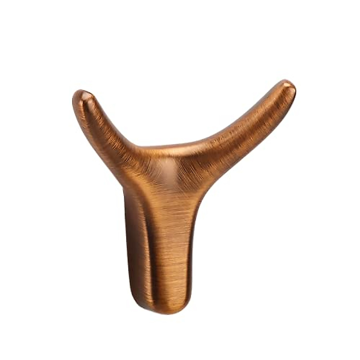 Exxacttorch 2 Pack Bull Horn Wall Mounted Hat Towel Bag Hanger, Traceless Decorative Art Coat Hooks, Solid Zinc Alloy Wall Hooks Double Prong Holder for Keys, Umbrella, Matte Brass