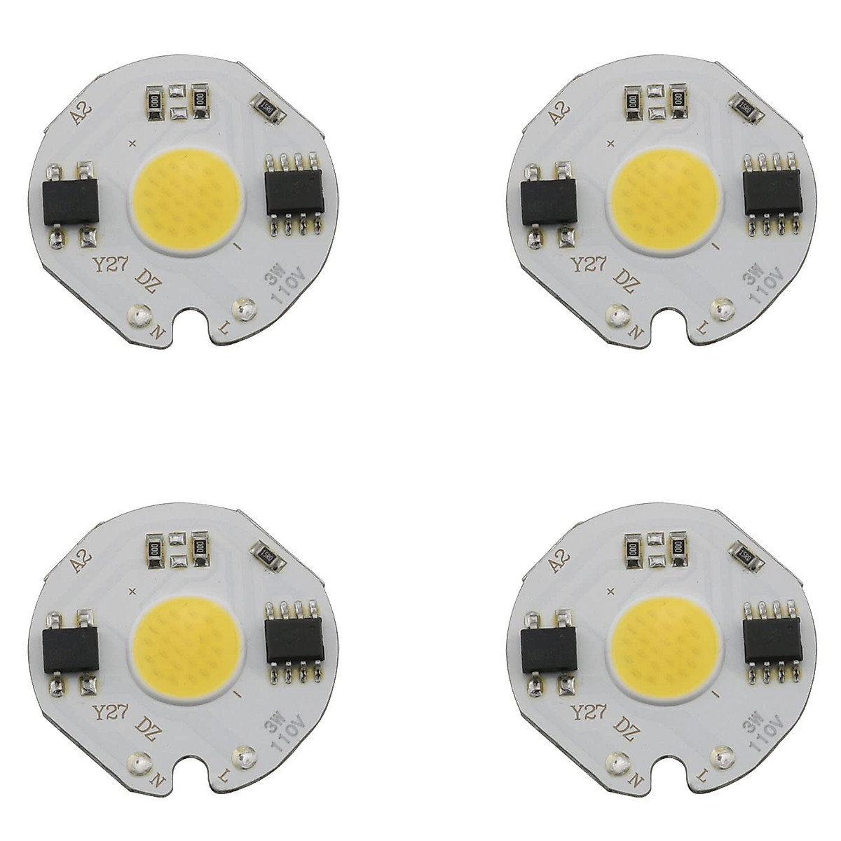 ZCZQC LED Chip 4PCS 110V 3W White High Power COB LED COB Lamp Beads LED Lamp Bulb Chips Light-Emitter Diode Chips