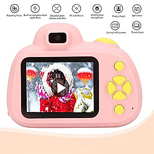 Kids Digital Camera, Night Flash Function Children Digital Camera No‑Edge Design for Kids(Pink)