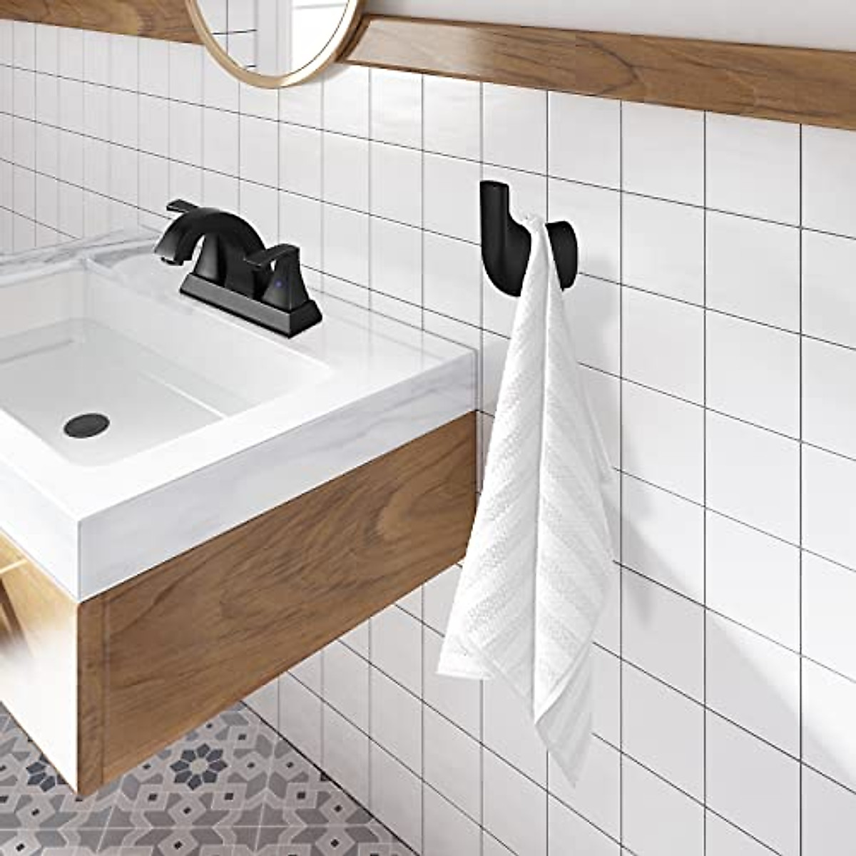 PARLOS Brass Towel Hook, Wall Mounted Coat Hook, Matte Black Single Robe Hook for Bathroom, Demeter 2101104