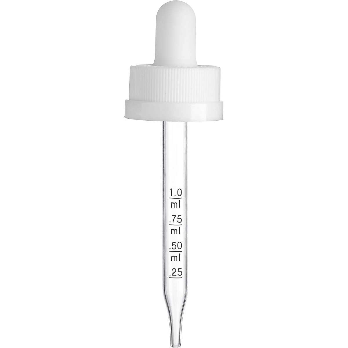 Comfort Axis Calibrated Glass Eye Dropper Caps for 1 oz/ 30 ml Bottle, White, 20-400 Neck Finish (4 Pack)