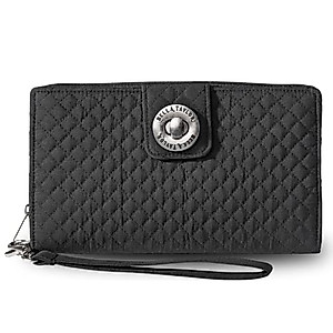 Bella Taylor Country Floral Feedsack Collection, RFID Wristlet Cash System Wallet for Cash Envelope Budgeting, Vintage Black