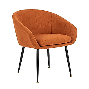 GIA Home Furniture Series Modern Linen Living Room Arm Chair with Matt Black Iron Leg, 2 Pack, Orange