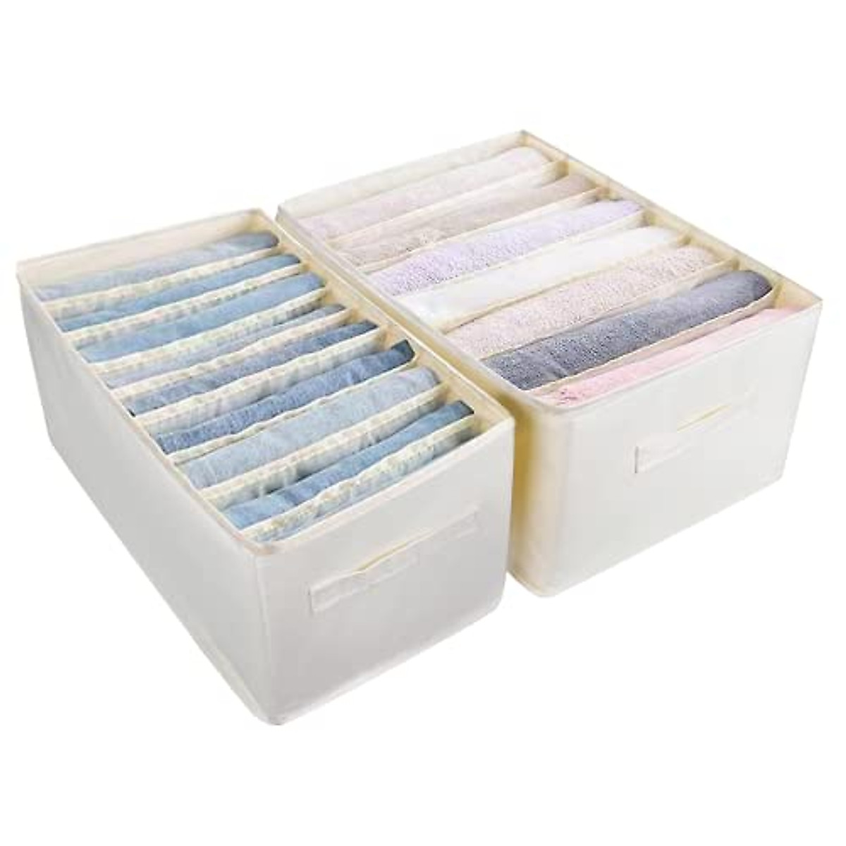 GUMIFOTNE Wardrobe Clothes Organizer,Large Size(18.5inch) Foldable Closet Organizers And Storage For Jeans,Sweater,Pants,Dress.Washable Drawer Organizers (7girds+9girds)