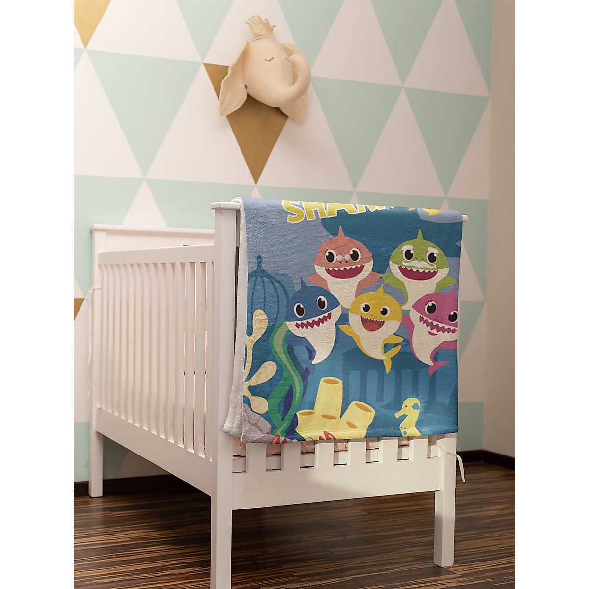 Warm Kids Bedding, Toddlers Boys Girls Flannel, Soft Plush Baby Blanket, Unisex Blanket Throw Fleece Baby Shark 60 X 40 inches, Green, Blue