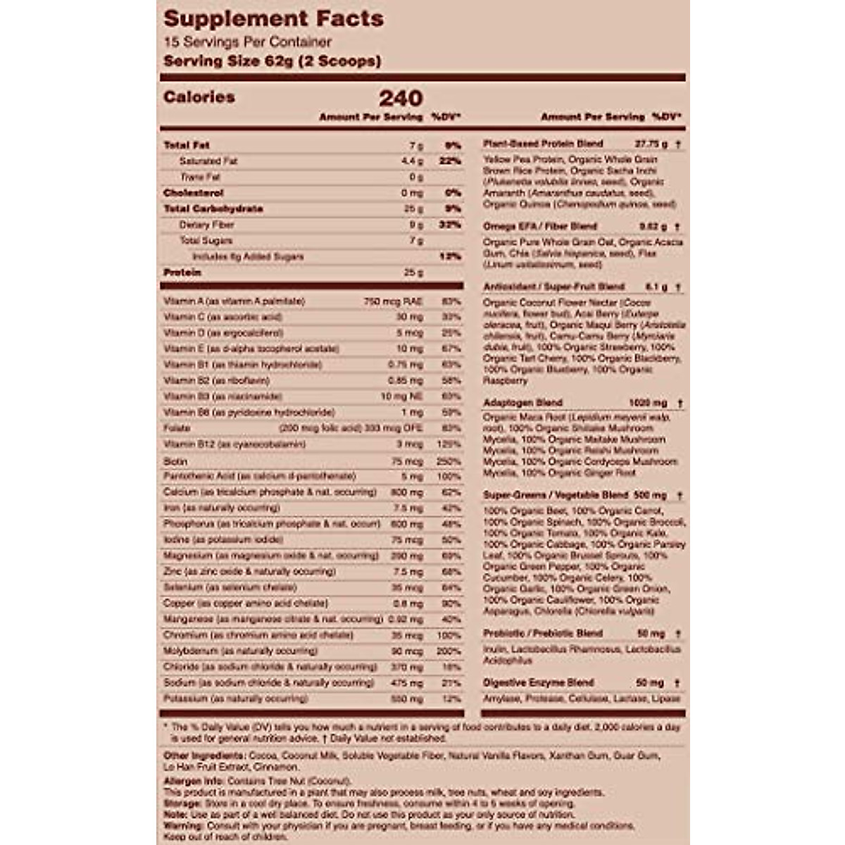 Ka’Chava Meal Replacement Shake - A Blend of Organic Superfoods and Plant-Based Protein - The Ultimate All-In-One Whole Body Meal. (Chocolate) 930g Bag = 15 meals (62g serving size)