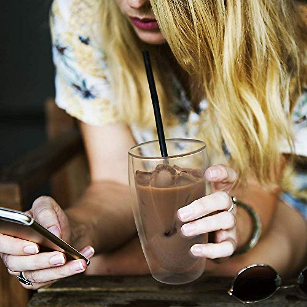 Simply Things Double Wall Insulated Borosilicate Glass Mugs with Bamboo lid, Set of 2… (16 ounce)