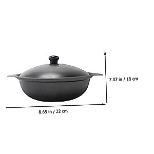DOITOOL 3 Pcs Casserole Frying Pan with Lid Camp Oven Ceramic Stock Pot Iron Oven Pot Korean Stone Bowl Container with Lid Iron Pot with Lid Pot for Rice with Rice Small Iron Pot Pig Iron