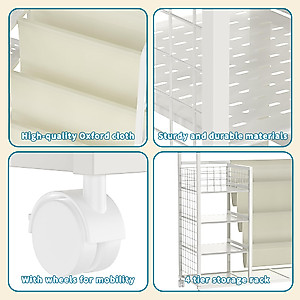 Livilord Kids Bookshelf and Toy Organizer, 3 Tier Bookshelf for Kids, Large Capacity Removable Book Shelf for Kids Rooms, Bedroom, Playroom, Nursery, Metal Toy Storage Organizer with Bookshelf, White