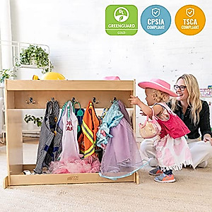 ECR4Kids Streamline Toddler Dress-Up Island, Costume Organizer, Natural