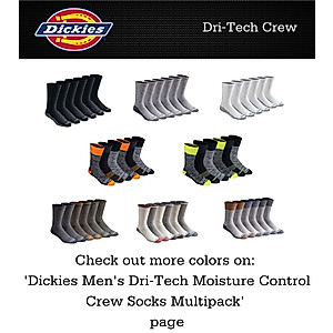 Dickies Men's Dri-Tech Essential Moisture Control Crew Socks, Available in M-XXL (6, 12, Solid Navy (6 Pairs), Large