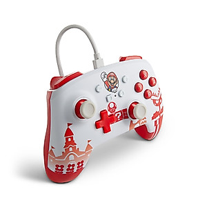 PowerA Enhanced Wired Controller for Nintendo Switch - Mario Red/White, Gamepad, game controller, wired controller, officially licensed (Nintendo Switch)