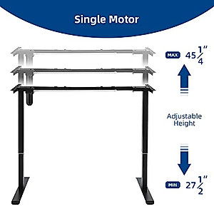 Thre'a Stand Up Desk Frame, Adjustable Standing Desk Base, Electric Standing Frame with Single Motor DIY Workstation with Memory Controller for Home and Office (Black)