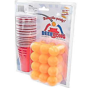 Fairly Odd Novelties Beer Pong Set, 24 Red Cups and Ping Pong Balls.
