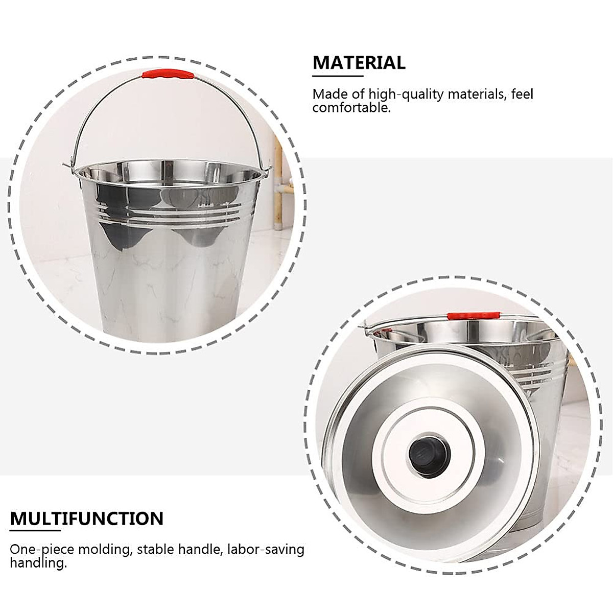 Zerodeko Stainless Steel Pail Milk Bucket with Lid Wine Pail Bucket Water Jug Liquid Storage Pail Champagne Beer Ice Bucket Metal Beverage Tub for Home Pet Party Sliver 22CM