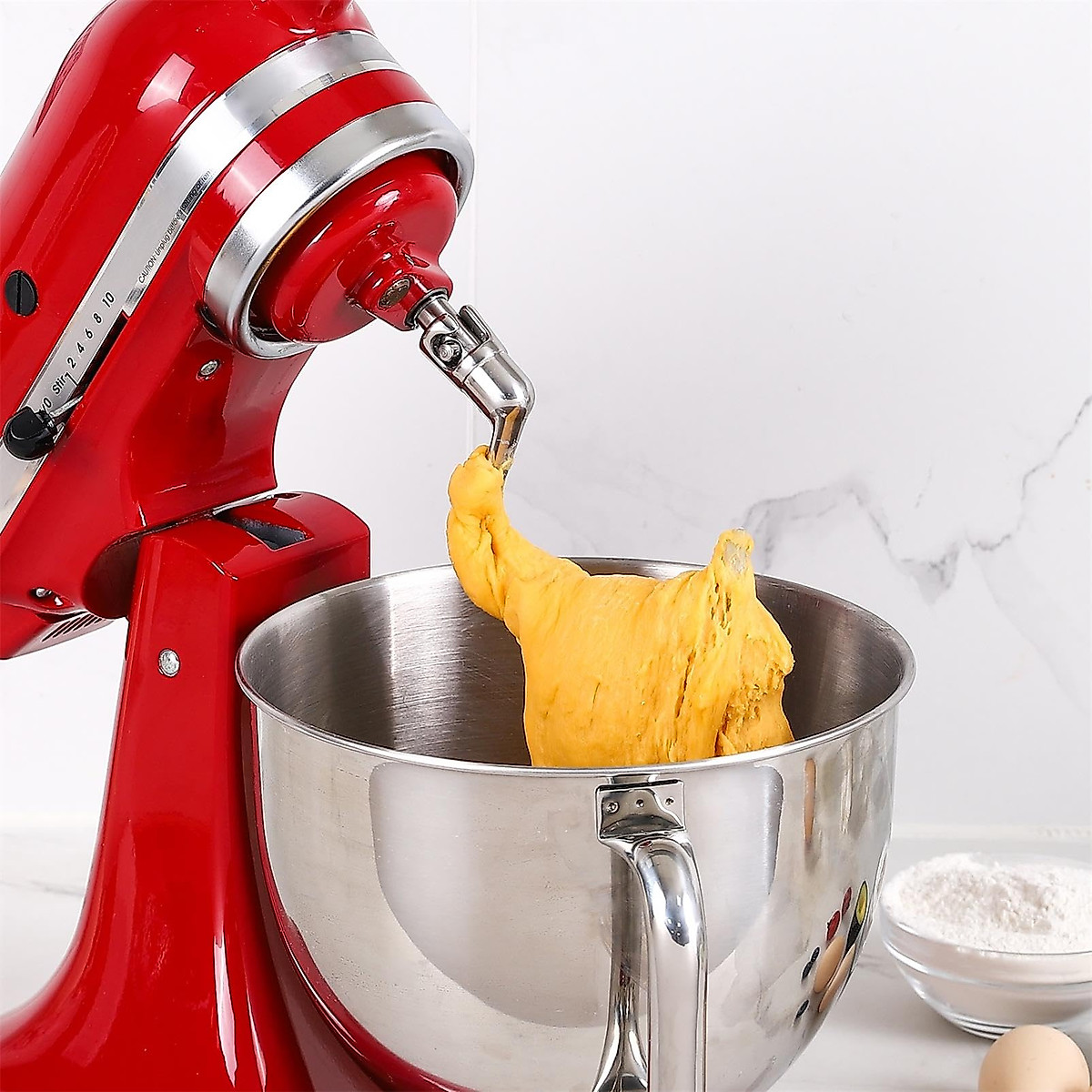 FavorKit Stainless Steel Dough Hook for KitchenAid Tilt-head & 4.5-5 Qt Mixers, Dishwasher Safe, Polished Metal Kneading Attachment Replacement