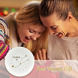 Homlouue Taurus Gifts for Women Zodiac Ring Dish, Taurus Birthday Gifts Ceramic Astrology Sign Jewelry Dish Zodiac Gifts for Taurus Constellation for Women Girls