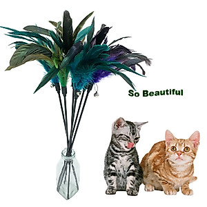 CATENESS Cat Wand Toy Feather Stick Cat Toys, 8 PCS Cat Feather Wand Toys, Interactive Cat Toy Feather Wand for Indoor Cats