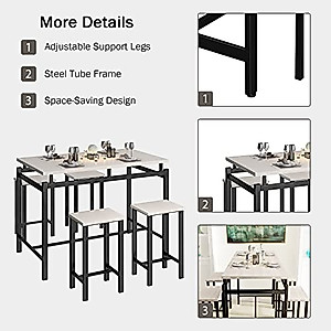 Dining Table Set for 4, 5 Pieces Kitchen Table and Chairs for Small Spaces, Bar Table and Chairs Set, Person Counter Height Table Set with 4 Chairs for Pub Restaurant Dinner Breakfast(Oak)