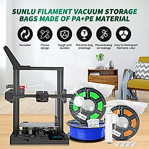 3D Printer Filament Vacuum Storage Kits and 3D Printer PLA Filament 1KG White, Remove Moisture from Damp Filaments, Spool Storage Sealing Bags Kits, 32 * 34CM(12.59 * 13.38inch)