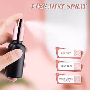 DMuuuDM 6 Pack 1 Oz Black Frosted Glass Spray Bottles,Empty Perfume Fine Mist Atomizer,Essential Oils,Body Sprays-Funnel&Pipette Included