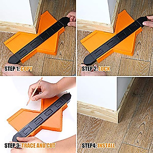 Contour Gauge with Lock, 2pcs 5&10 inch Profile Gauge Smart Measure Ruler Contour Duplicator Carpenter Tool for Vinyl Cutter Plank Install - Instant Template Instrument for Measuring and Cutting Wood