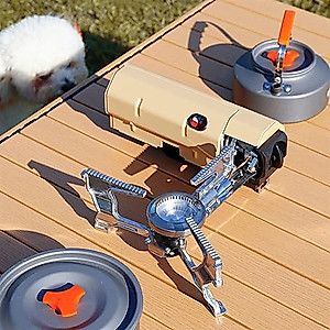 TAMYID Charcoal Grills, Camping Gas Stove Portable Folding Cassette Stove Outdoor Hiking BBQ Travel Cooking Grill Cooker Gas Burner Heating System (Color : Green)