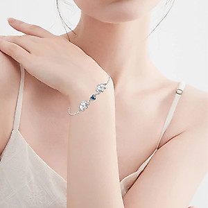 CUOKA MIRACLE Elephants Bracelet 925 Sterling Silver Elephants Hearth Crystal Adjustable Bracelets Cute Animal Bracelet Heart Adjustable Bracelet Jewelry Gifts for Women Mom Best Friend