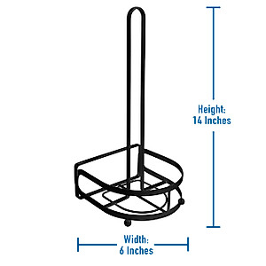 Kitchen Details Industrial Collection Paper Towel Holder in Matte Black Flat Wire Kitchen, 6.26" x 6.5" x 13.66"