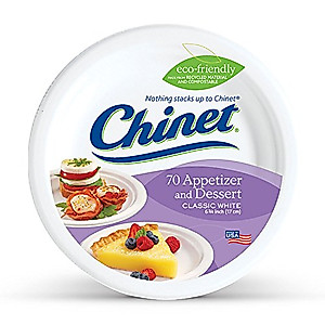 Chinet Classic White, Round Appetizer and Dessert Plates, 6.75 Inches, 70 Count