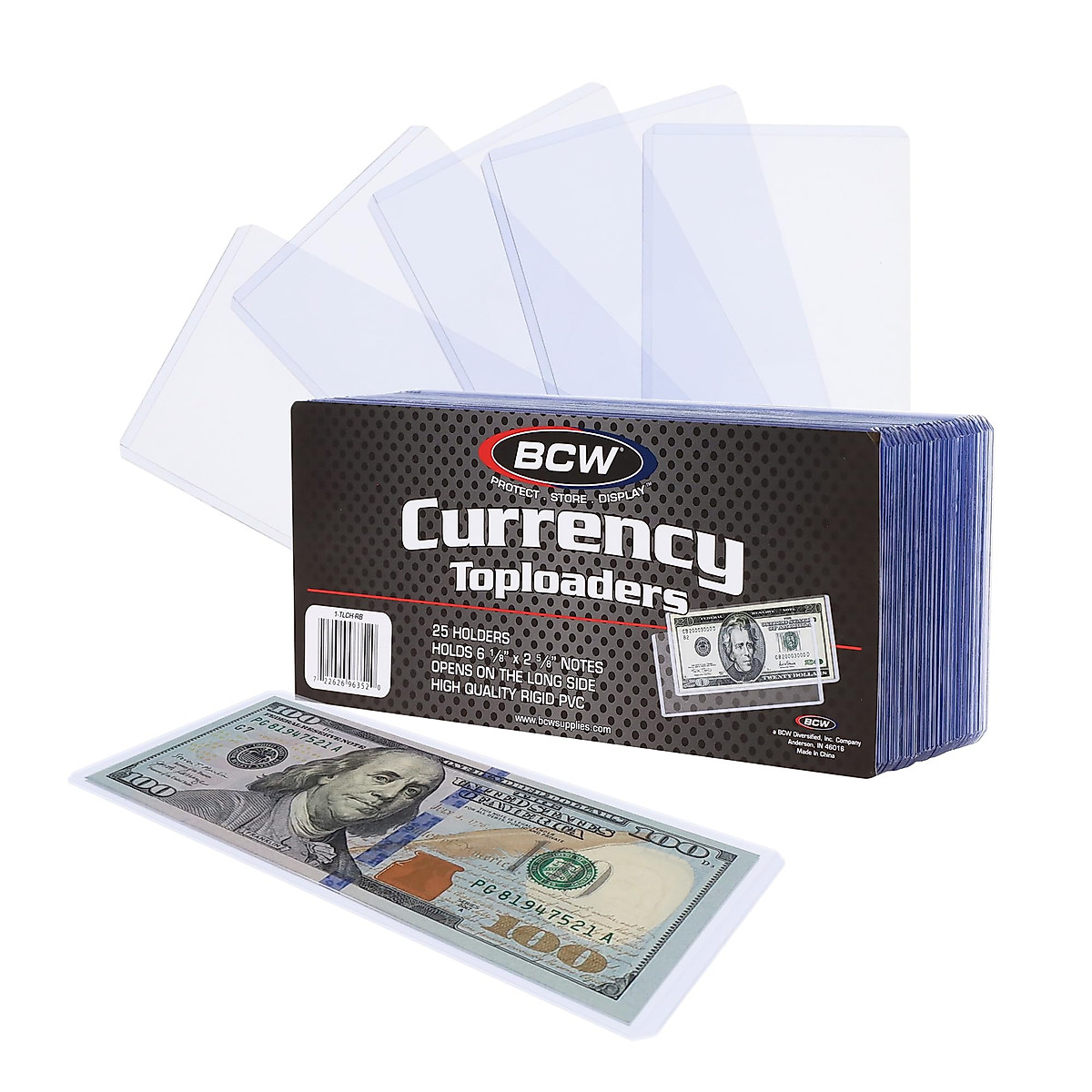 BCW Currency Topload Holder for Regular Bills, Clear, 25-Count
